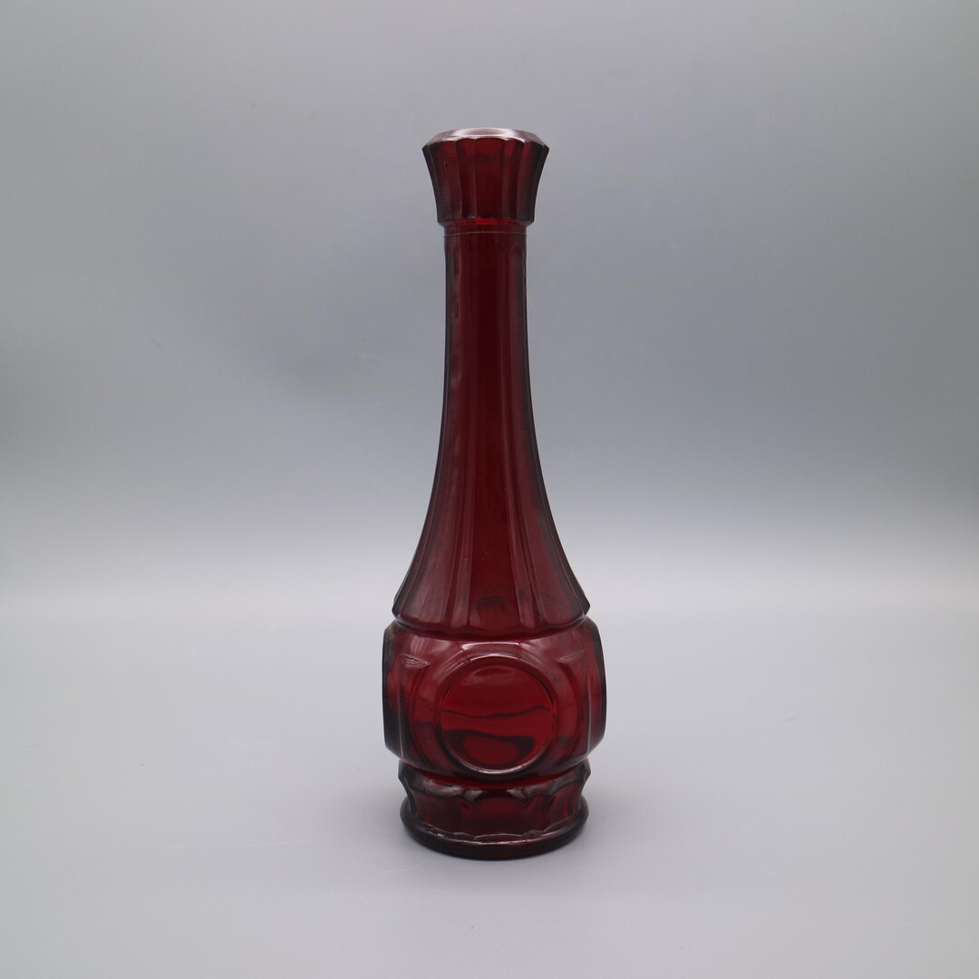 Vintage Wheaton Ruby Red Glass 9-1/8" Bud Vase Bullseye Pattern - Etsy