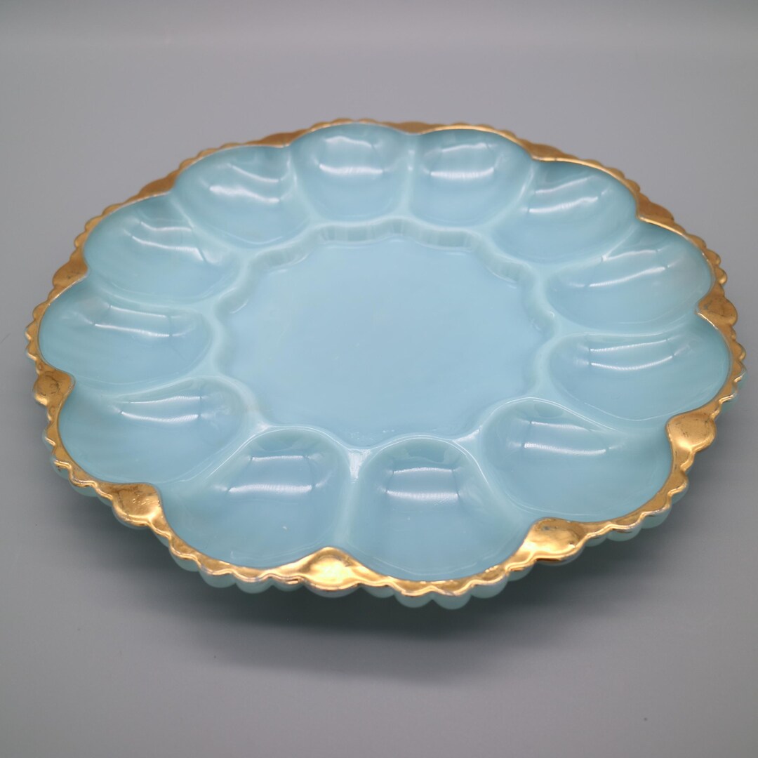 Vintage Indiana Glass Delphite Glass Egg Plate - Etsy