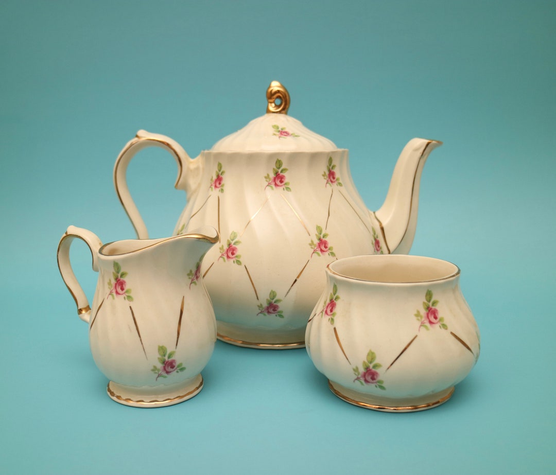 Sadler Teapot, Ditsy Rose Gold Tea Pot, 2790 Pink Rose English Teapot ...