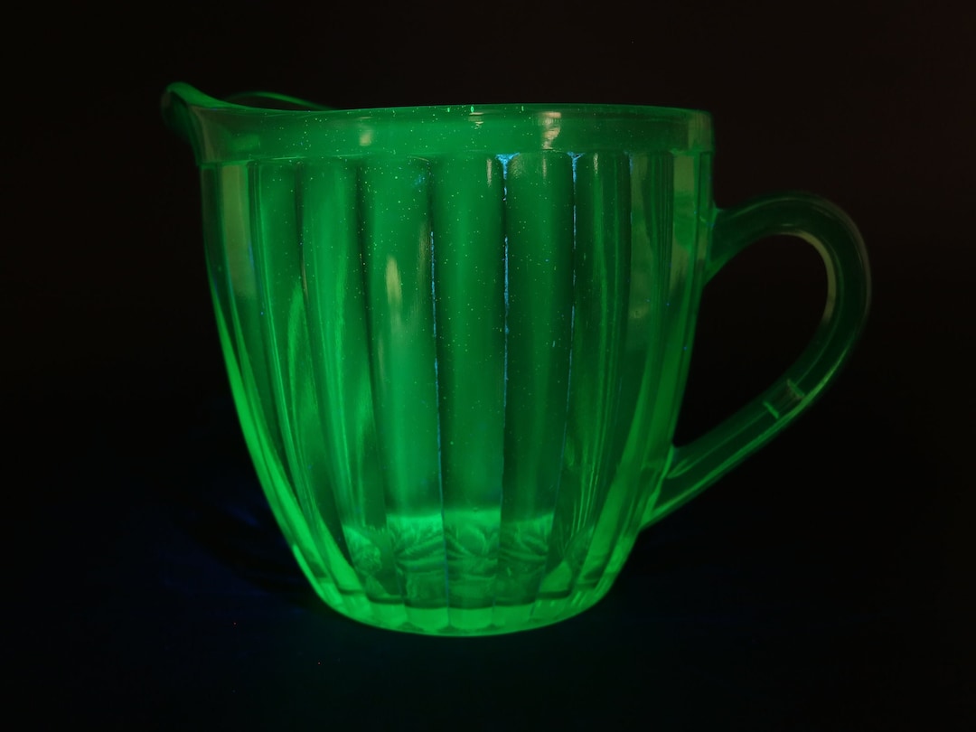 1930s Depression Glass Ribbed Pitcher Uranium Glass 5 1/2 Tall - Etsy
