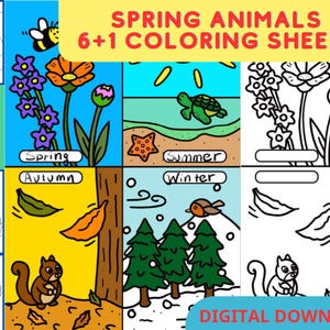 Spring Animals Coloring Sheets for Kids Printable Downloadable Coloring ...
