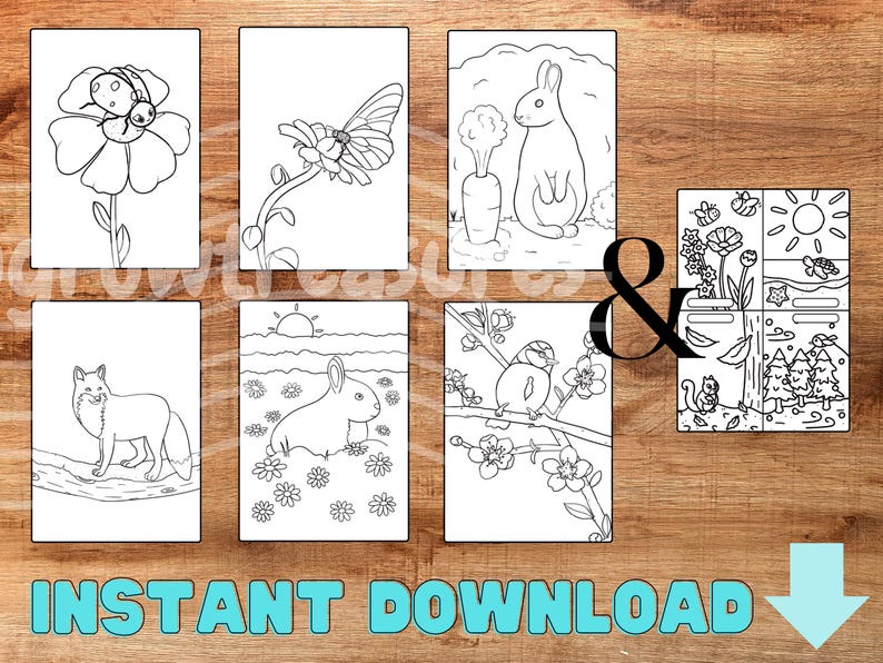 Spring Animals Coloring Sheets for Kids | Printable Downloadable ...