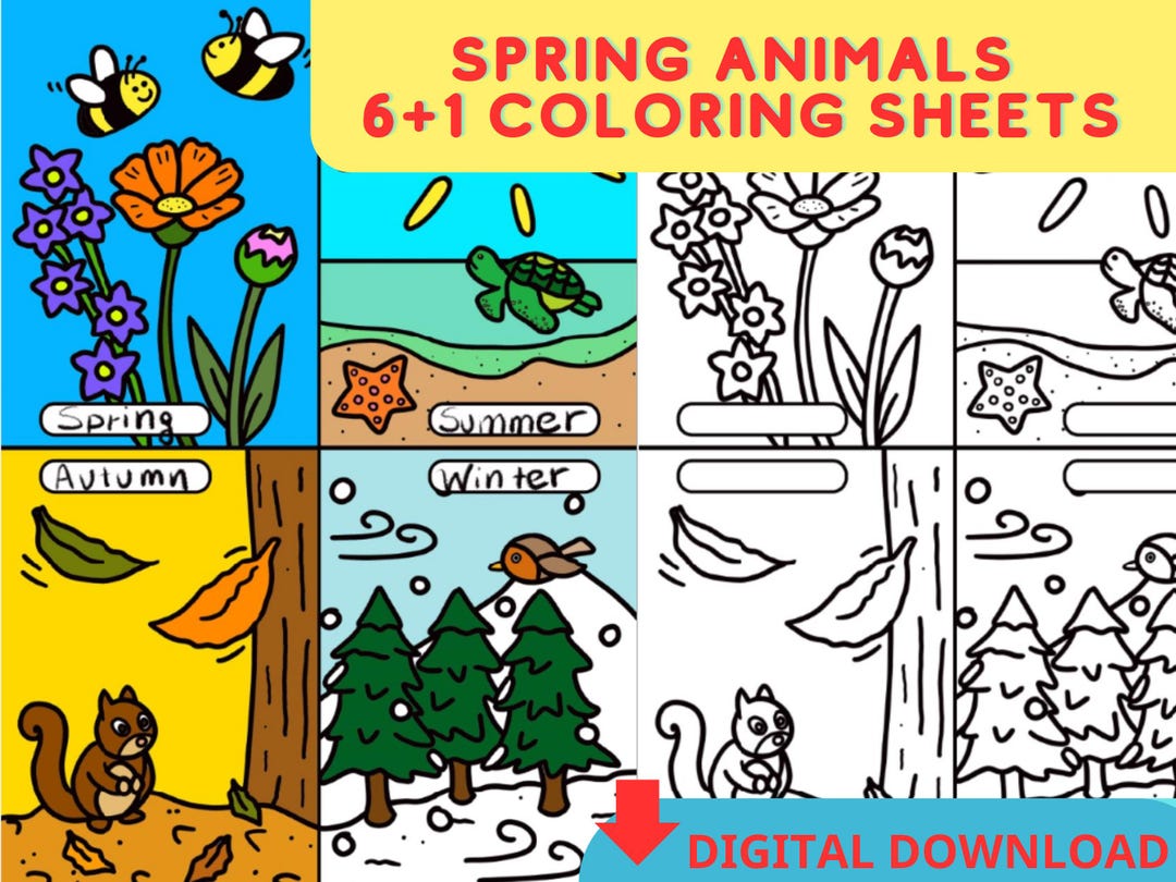Spring Animals Coloring Sheets for Kids Printable Downloadable Coloring ...