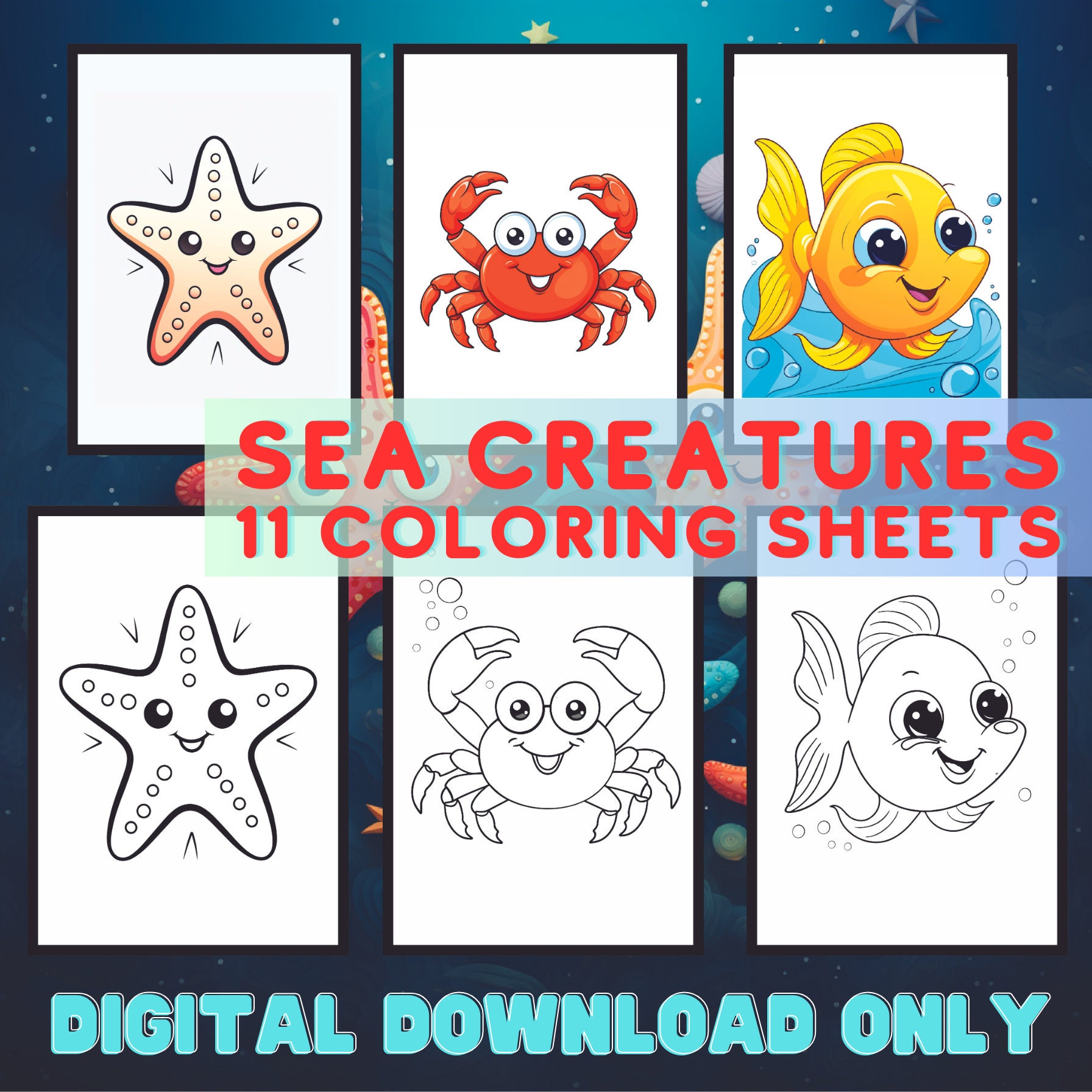 COLORING PAGES Sea Creatures Printable Coloring Pages for Kids, Ocean ...