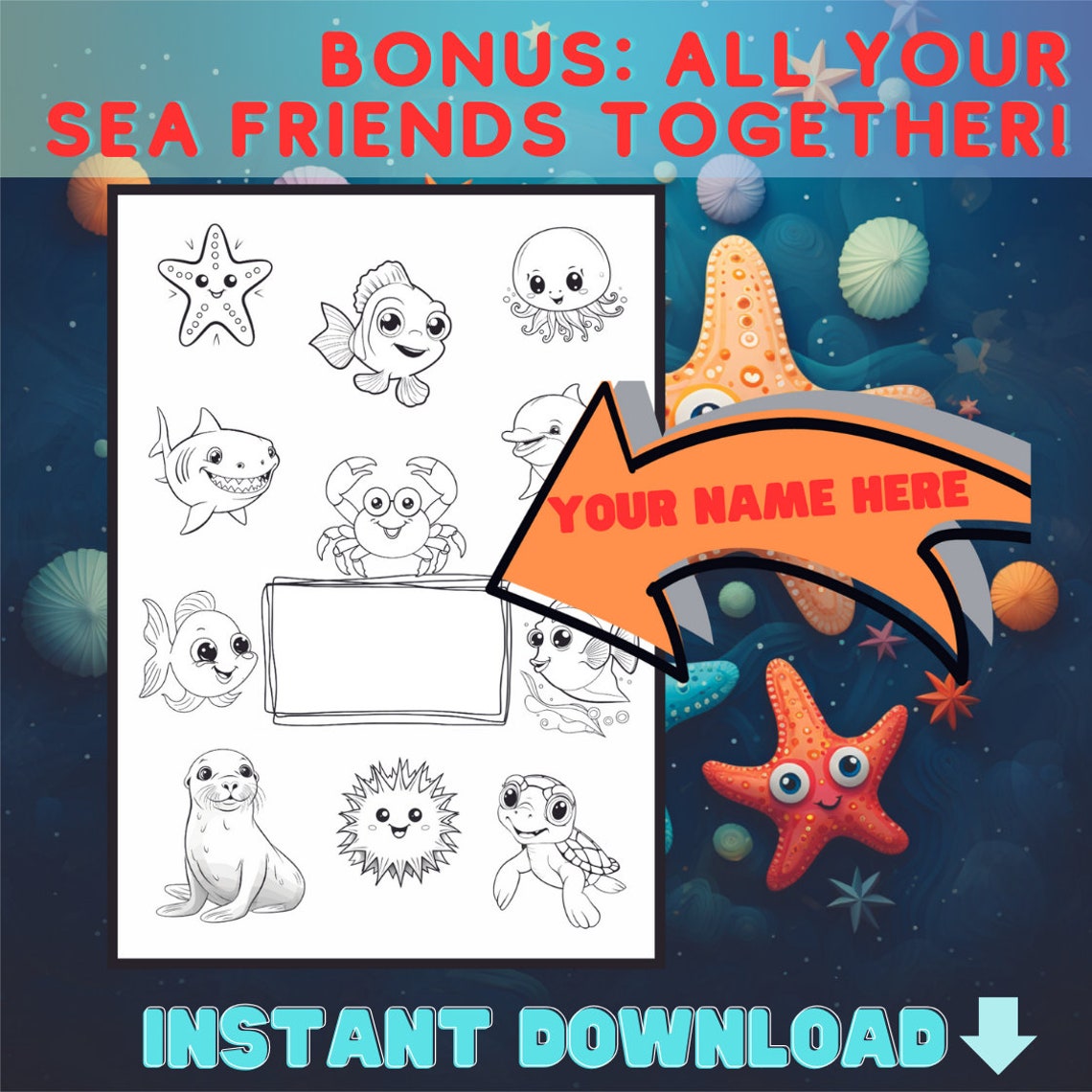 COLORING PAGES Sea Creatures Printable Coloring Pages for Kids, Ocean ...