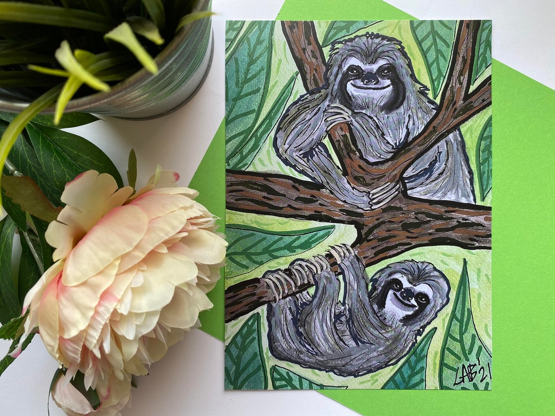 Watercolor Sloth Art, Sloth Printable, Printable Animal Decor, Sloth ...