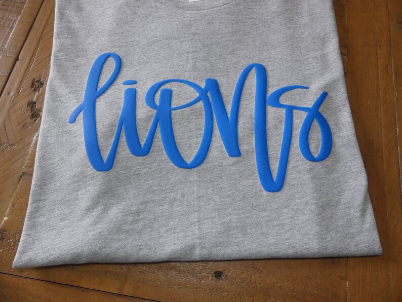 School Mascot Puff Vinyl Shirt L Lions Mascot School Apparel L School ...