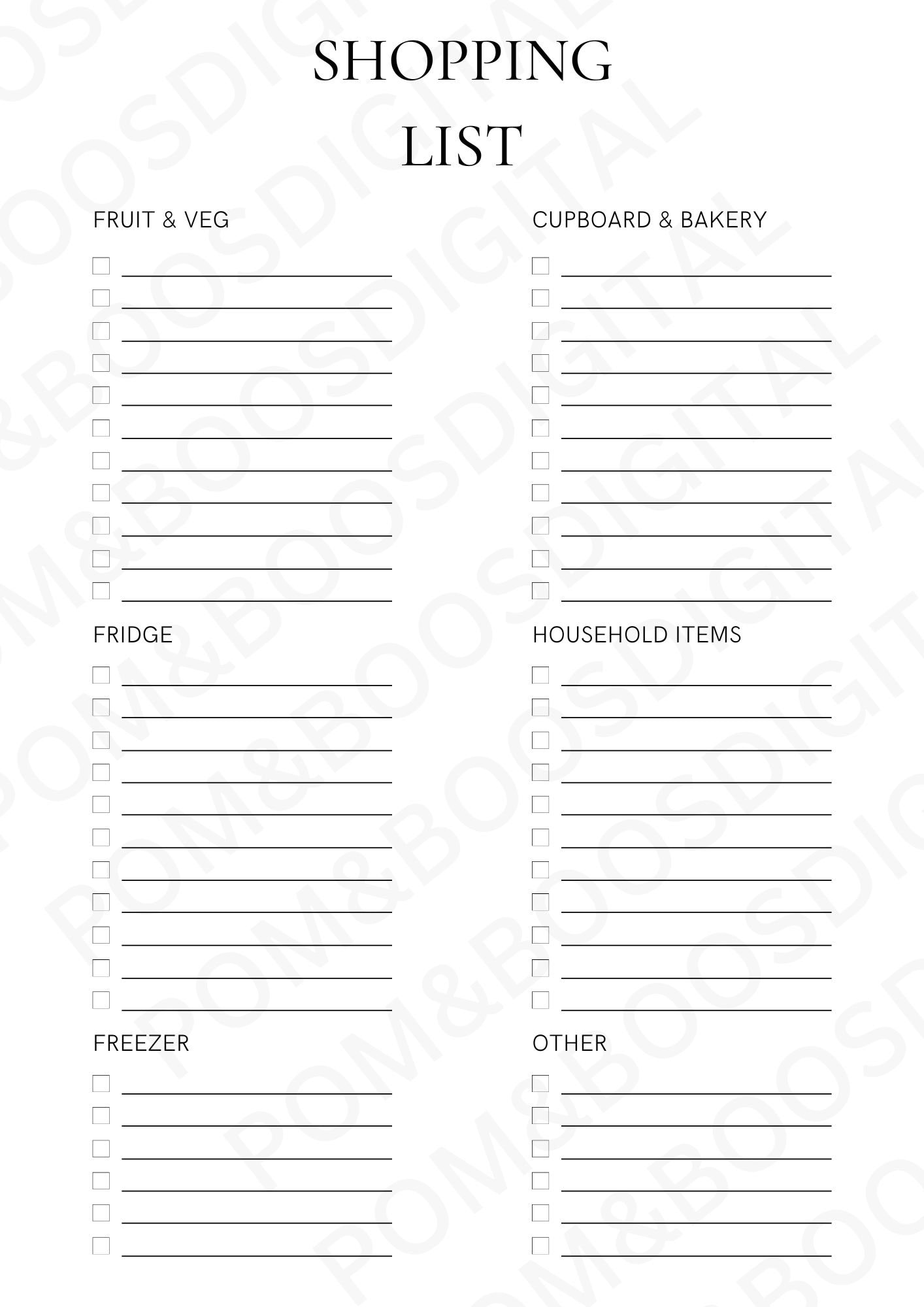 Printable Shopping List - Etsy