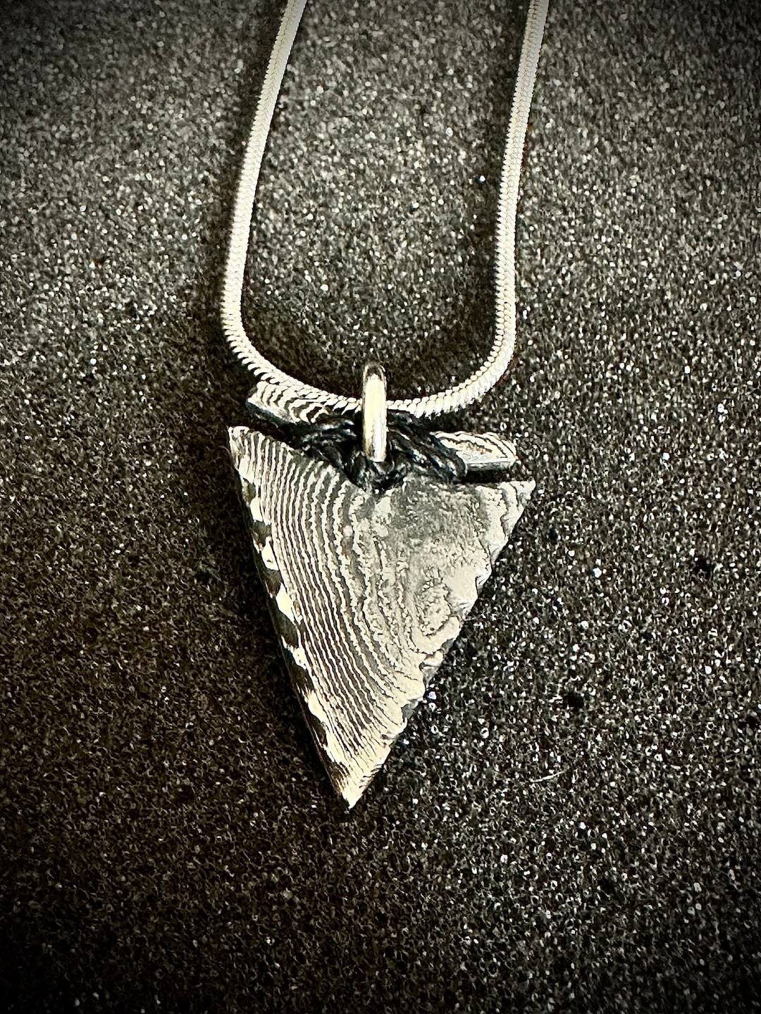 Damascus Arrowhead Woodgrain Pattern Pendant - Etsy