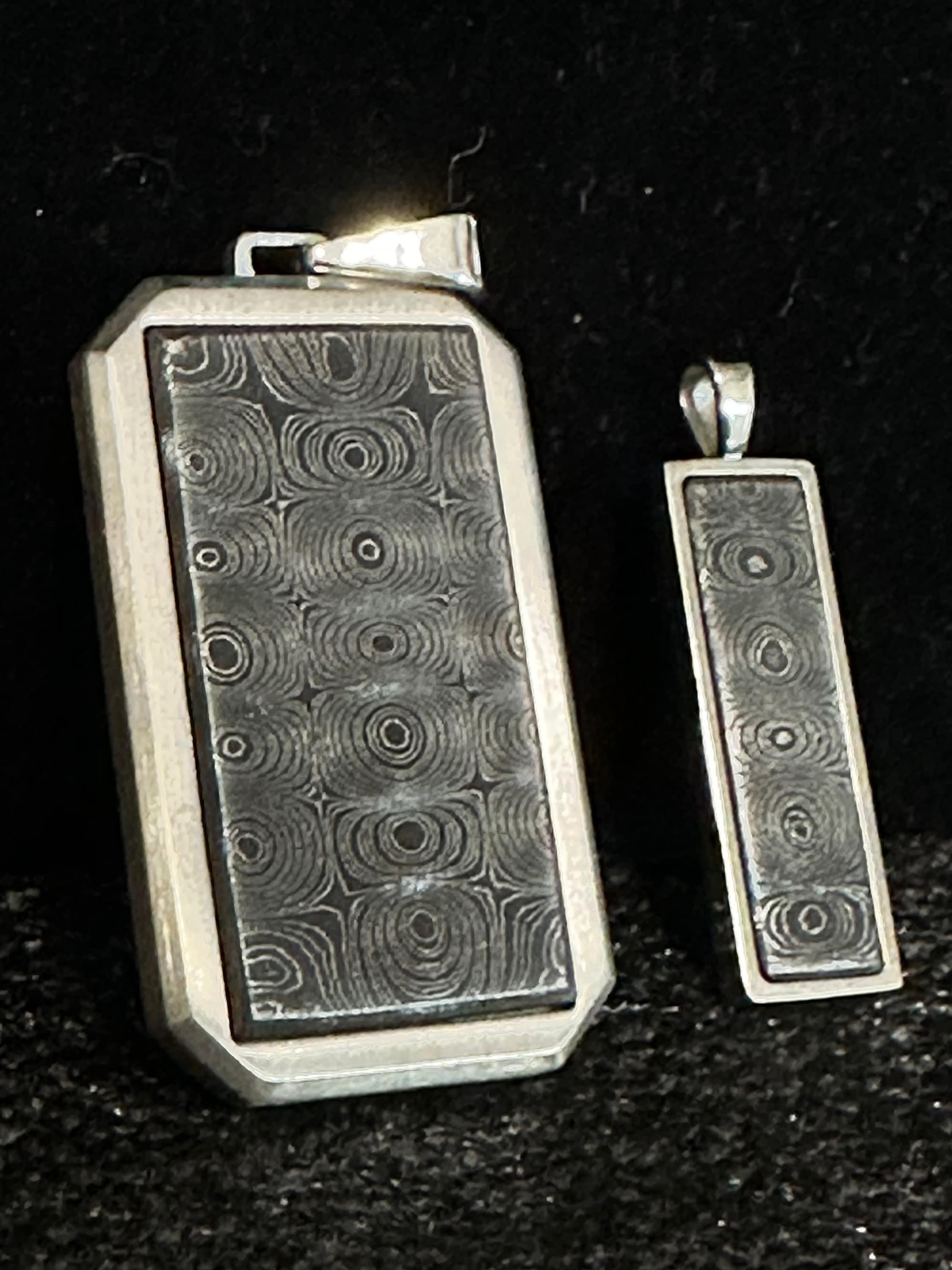 His and Hers Raindrop Damascus Pendant Set - Etsy