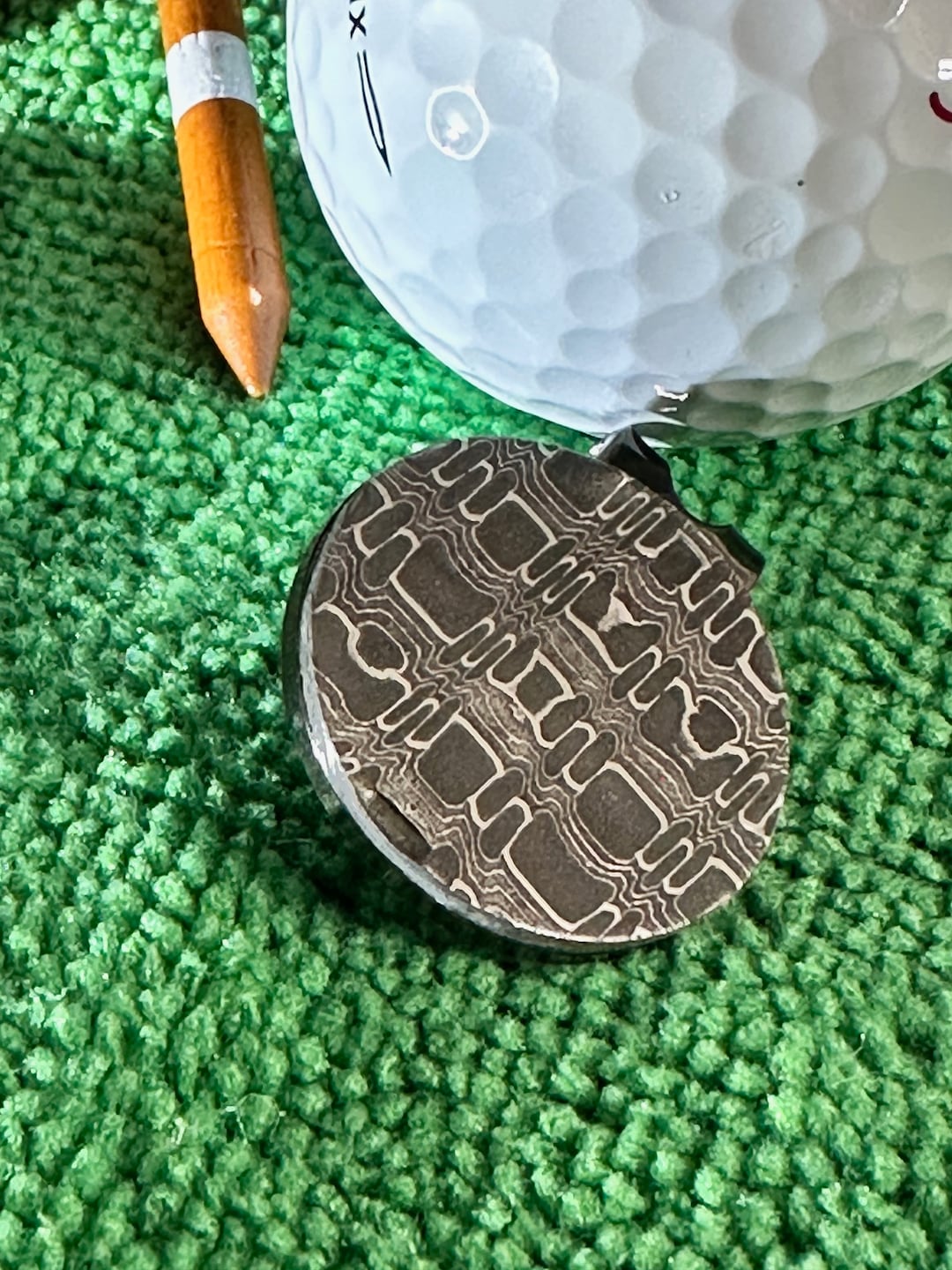 Reptilian Pattern Damascus Ball Marker With Magnetic Hat Clip - Etsy