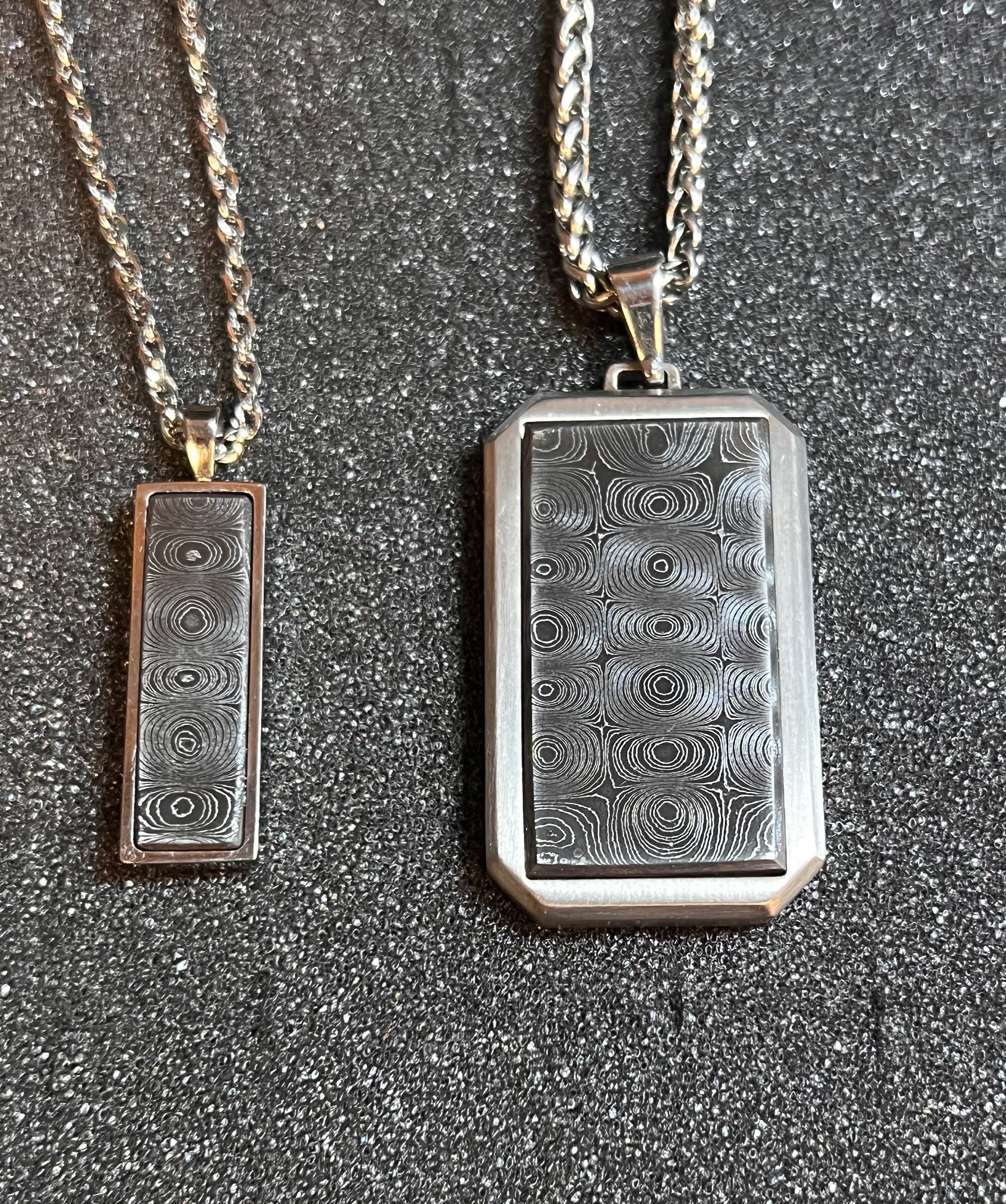 His and Hers Raindrop Damascus Pendant Set - Etsy