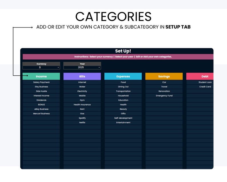 Monthly Budget Planner Google Sheets | Expense Tracker Spreadsheet ...
