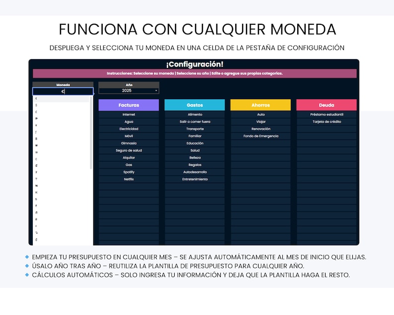 Spanish Ultimate Budget Planner | Planificador De Presupuesto Mensual Y ...