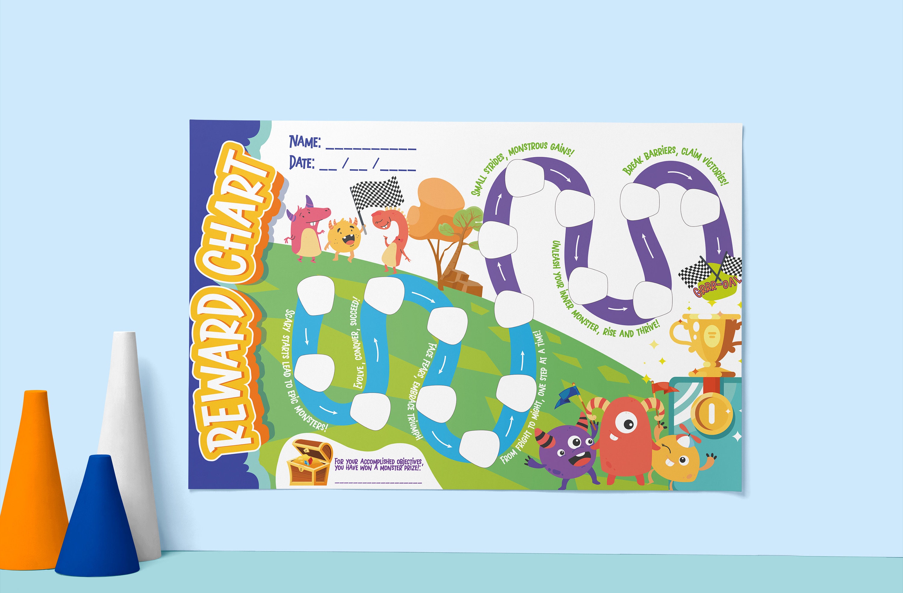 Printable Reward Chart, Monster Theme, Goal Setting, Motivational Tool ...