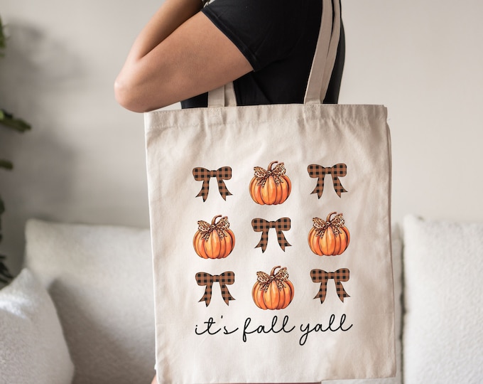 It's Fall Y'all Tote Bag, Fall Pumpkin Bag, Canvas Tote Bag, Fall Bag ...