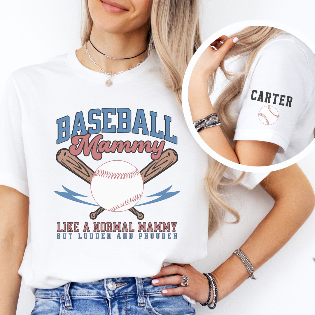 Personalized Baseball Mammy Tshirt, Kids Name on Sleeve, Custom ...