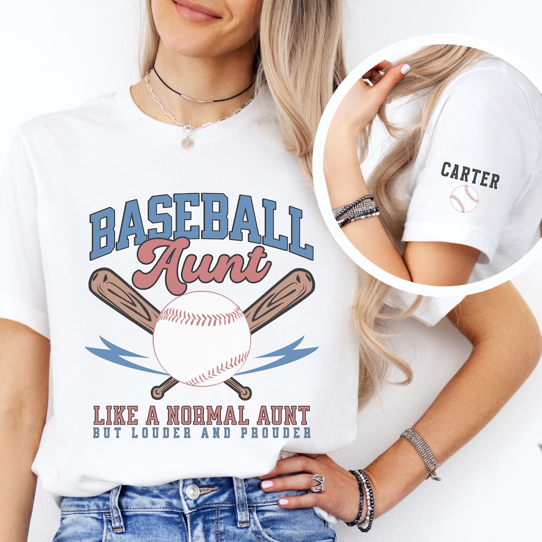 Personalized Baseball Aunt Shirt, Custom Kids Name on Sleeve, Custom ...
