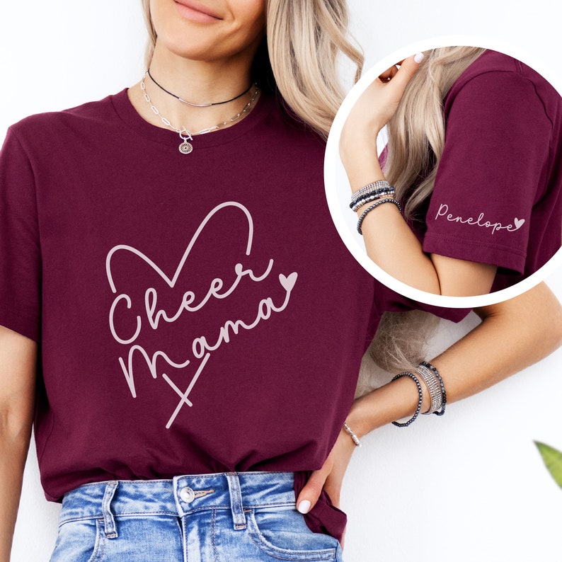 Personalized Cheer Mama Tshirt, Custom Cheer Mom Shirt With Kids Name ...