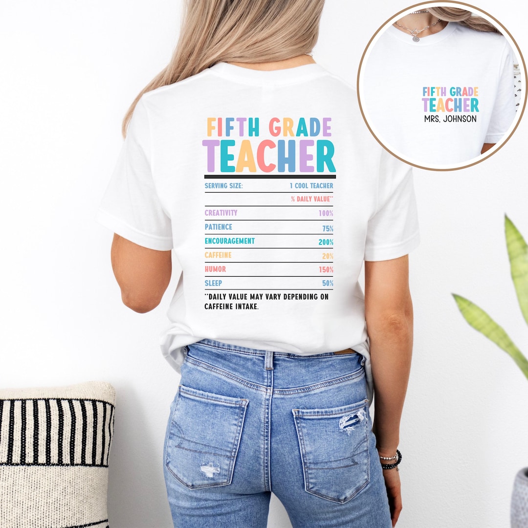 Custom 5th Grade Teacher Shirts, Personalized Fifth Grade Teacher Tee ...