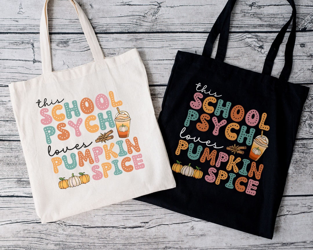School Psychologist Canvas Tote Bag, Pumpkin Spice Season Tote Bag ...