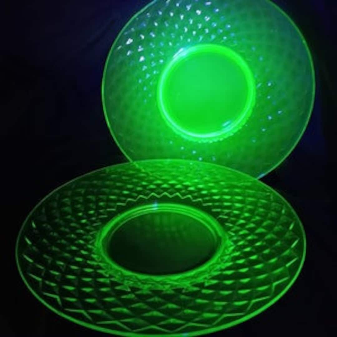 Set of 2 Uranium Glass Plates - Etsy