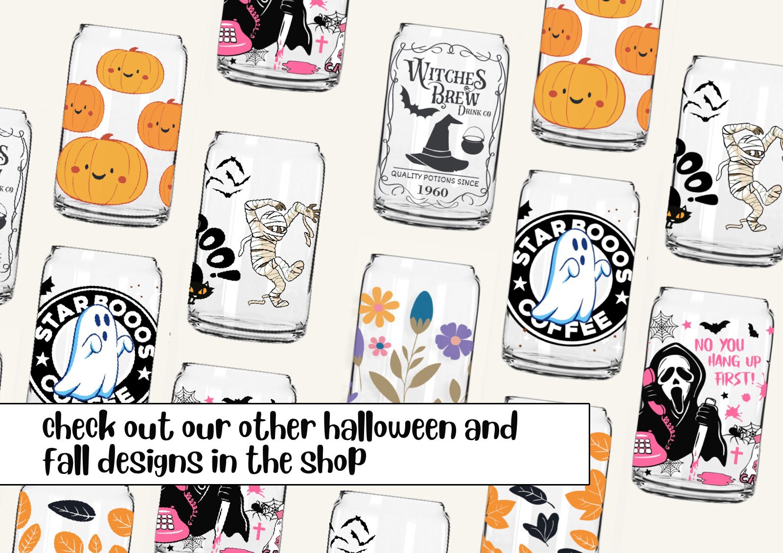 Pastel Halloween Png, Ghost Libbey Glass Wrap PNG, 16oz Libbey Full ...