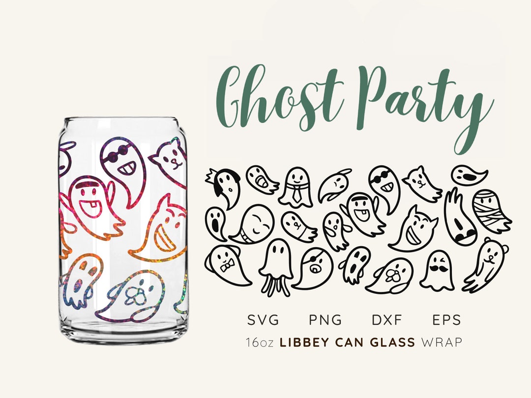 Party Ghosts SVG | Libbey Can Glass SVG | Halloween Ghost SVG | Glass ...