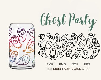 Cute Ghost SVG Libbey Can Glass SVG Halloween Ghost SVG Glass Can Wrap ...