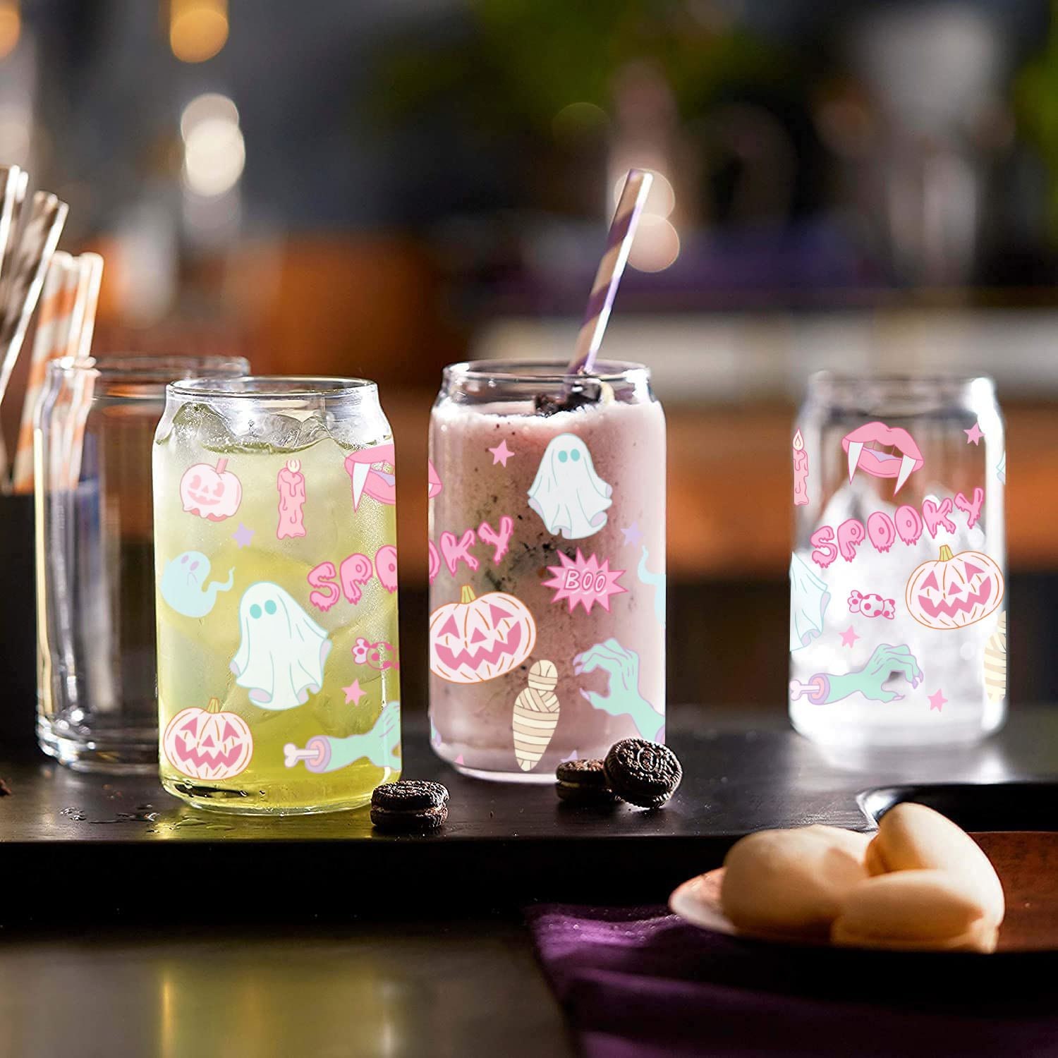 Pastel Halloween Png, Ghost Libbey Glass Wrap PNG, 16oz Libbey Full ...