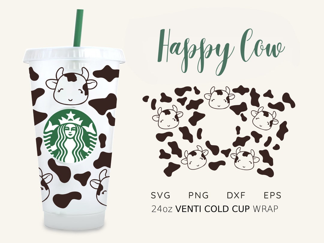 Cute Cow - 24oz Venti Cold Cup Svg, Cold Cup Wrap, Svg Files for Cricut ...