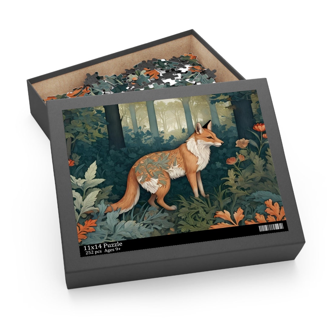 Enchanting Botanical Puzzle: Fox in a Forest Inspired by William Morris ...
