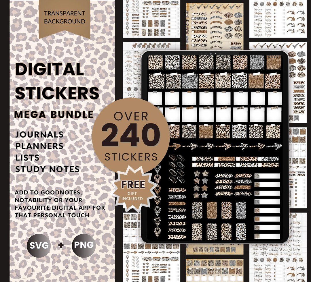 Leopard Print Bundle Digital Stickers | Notability Stickers | Goodnotes ...