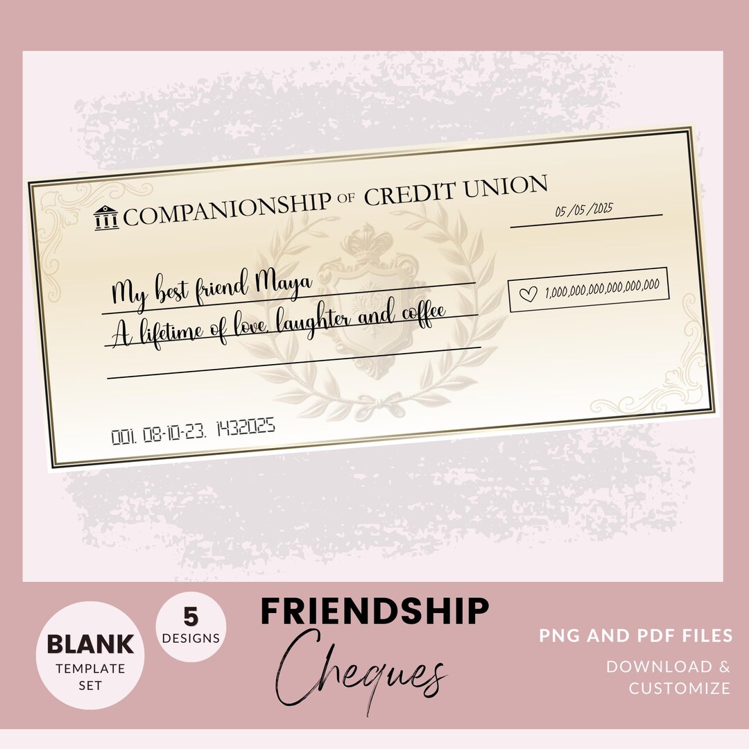 Friendship Cheques | Digital Download | Unique Gift - Etsy