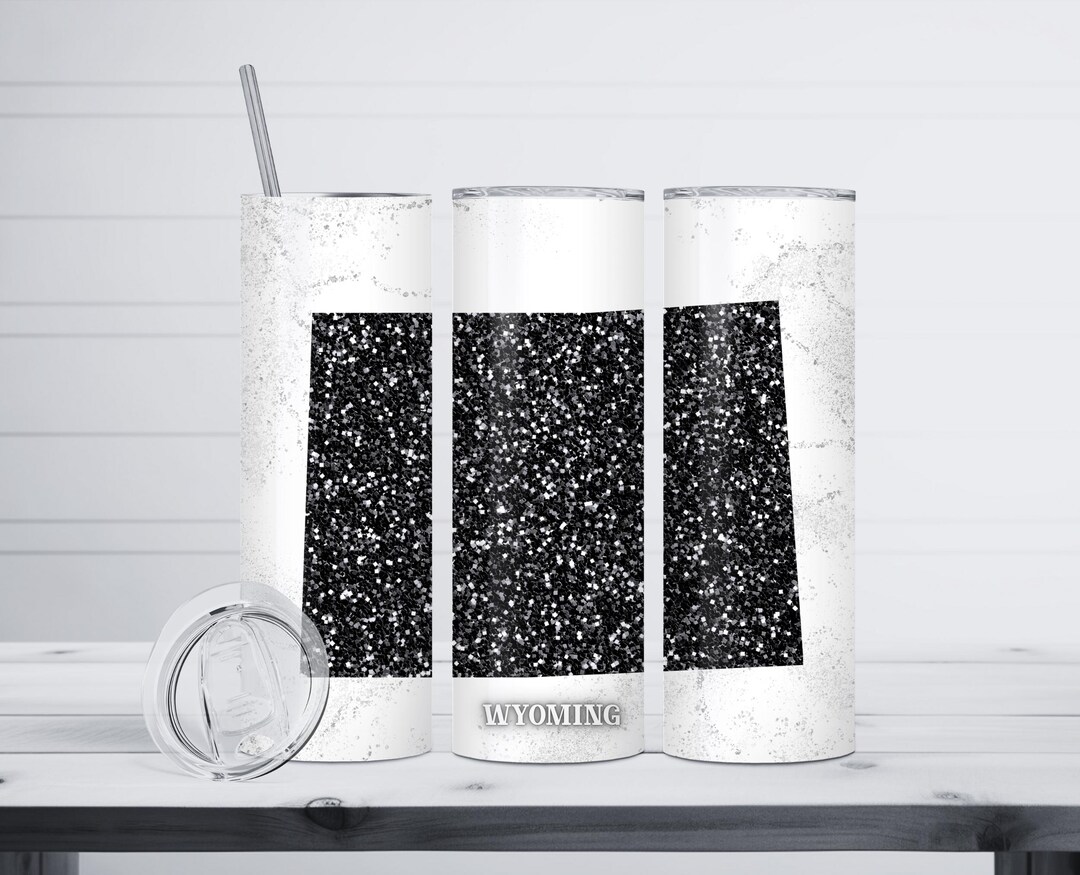 Wyoming Black Glitter Tumbler Wrap - DIGITAL DOWNLOAD - Abgl - Etsy