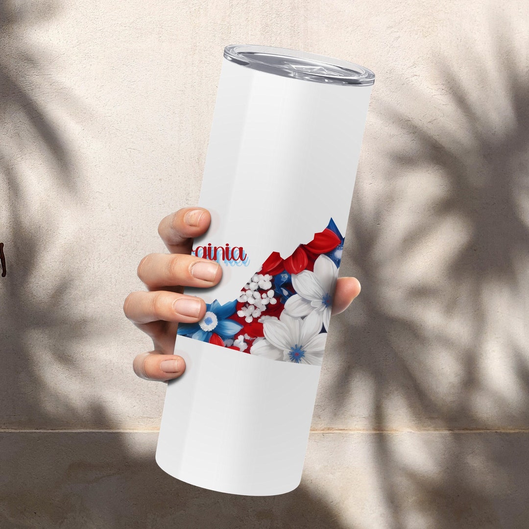 Floral Virginia Tumbler Wrap - Red White and Blue - DIGITAL DOWNLOAD ...