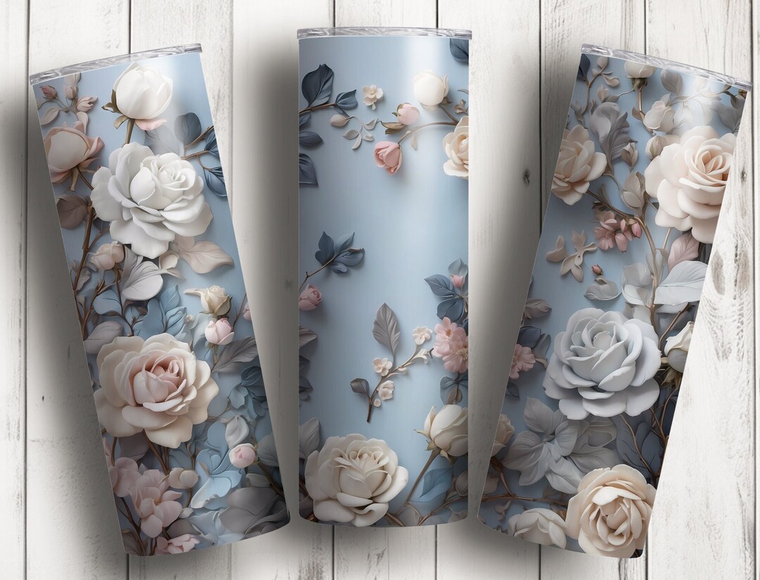 Blue Rose Tumbler Wrap | DIGITAL DOWNLOAD for Sublimation | 20 Oz ...