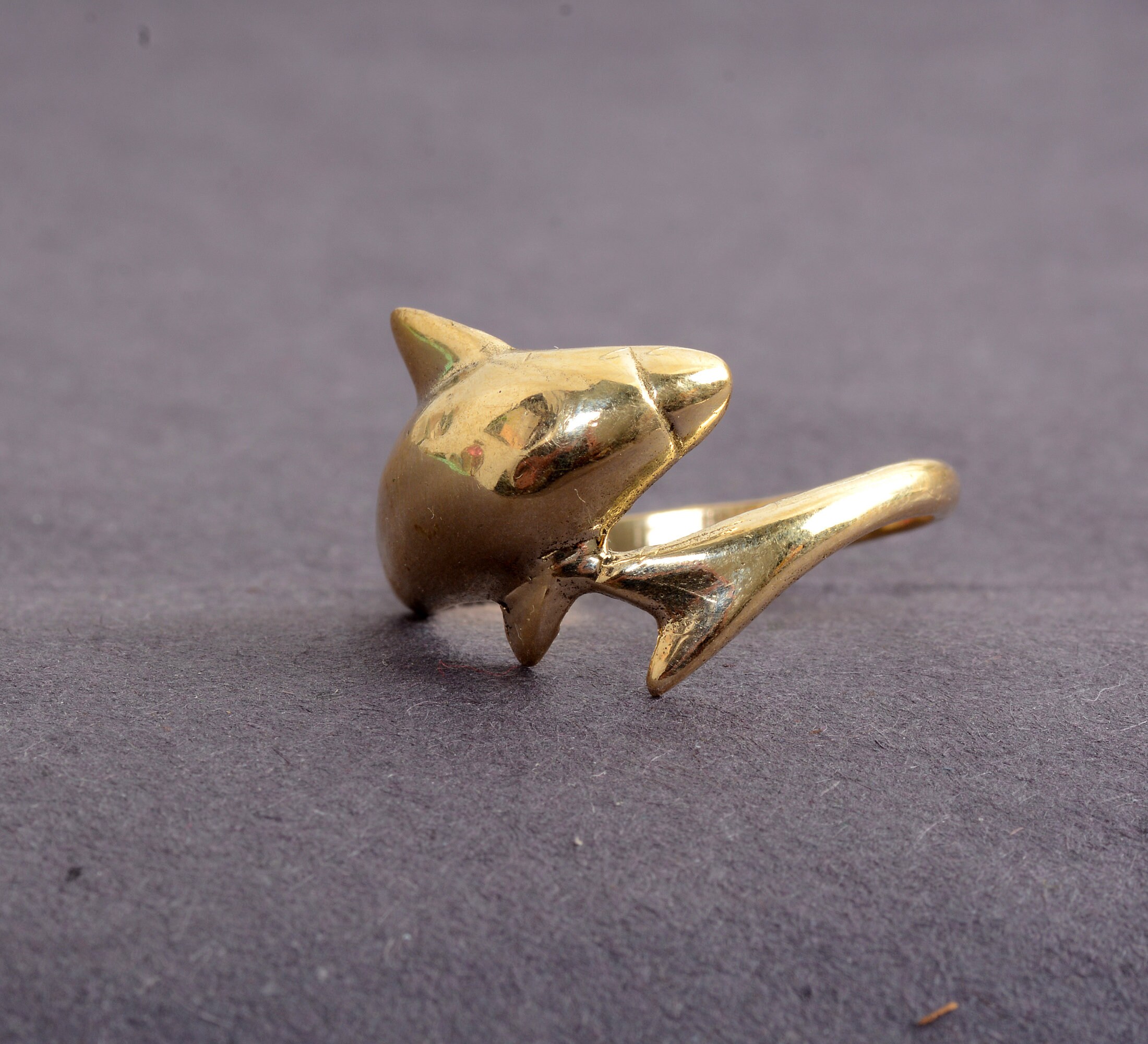 14K Solid Gold Dolphin Ring / Dolphin Statement Ring / Gold Dolphin ...
