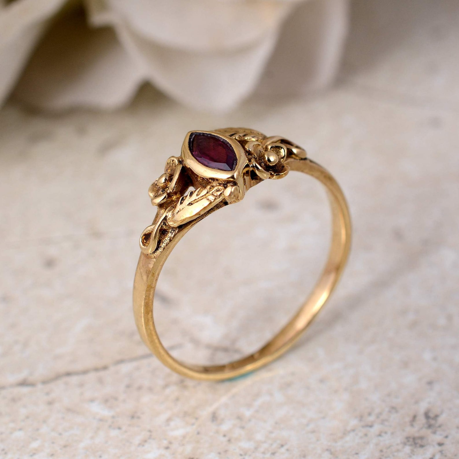 Garnet Ring, Statement Ring, Brass Ring, Women Ring, Natural Garnet ...