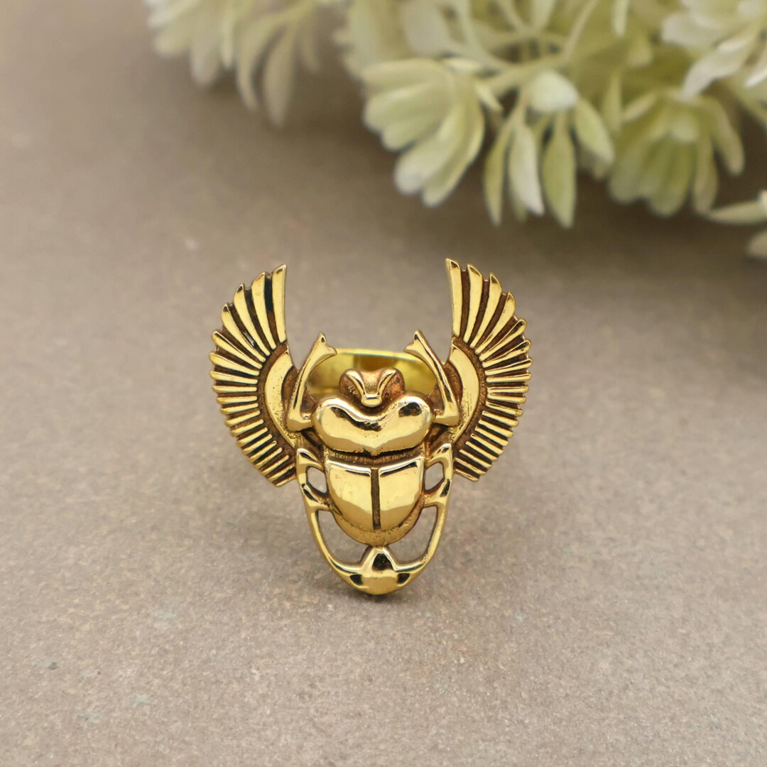 Ancient Ring, Golden Scarab Ring ,beetle Ring, Ancient Brass Ring ...