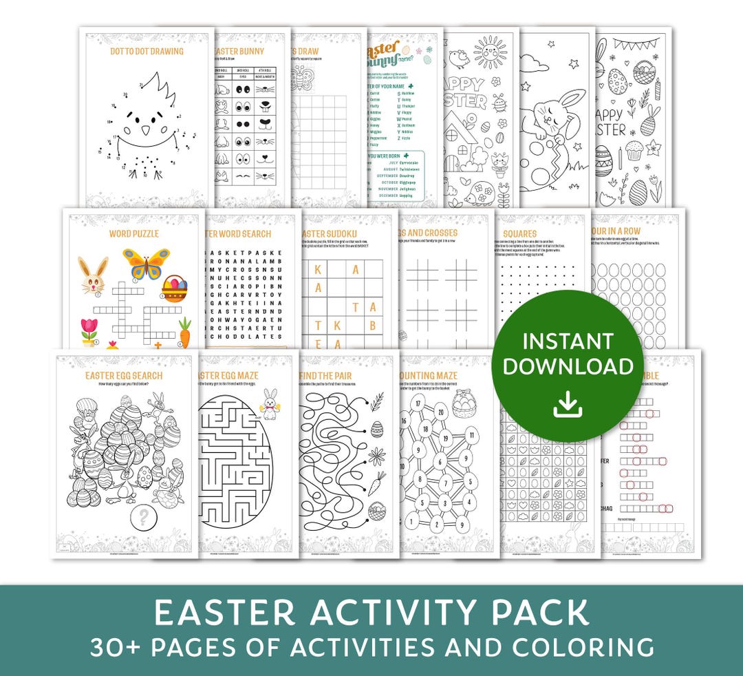 Easter Activity Book, Printable Easter Activity Pages, Easter Trivia ...