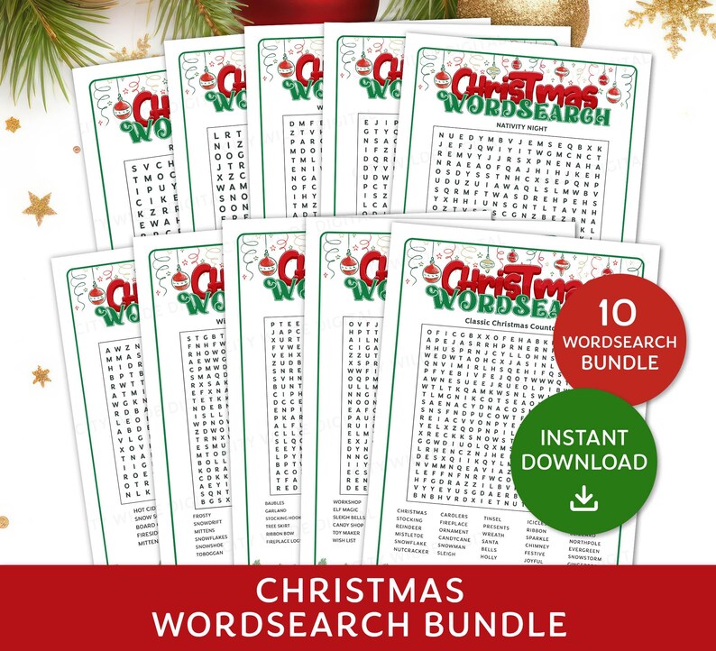 Christmas Word Search Bundle, Christmas Word Games, Festive Word Search ...
