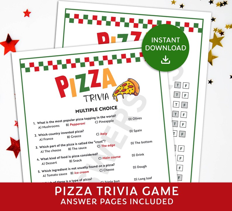 Pizza Trivia Game, Pizza Quiz, Pizza Party Game, Printable Pizza Party ...