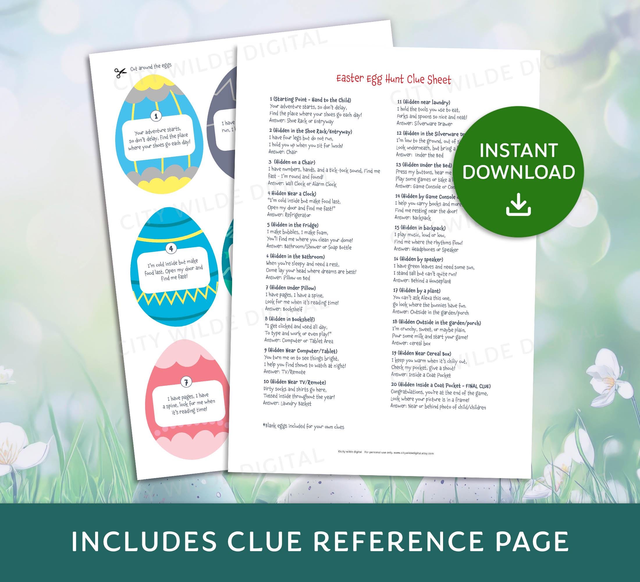 Easter Scavenger Hunt, Easter Egg Hunt With Clues, Indoor Easter ...