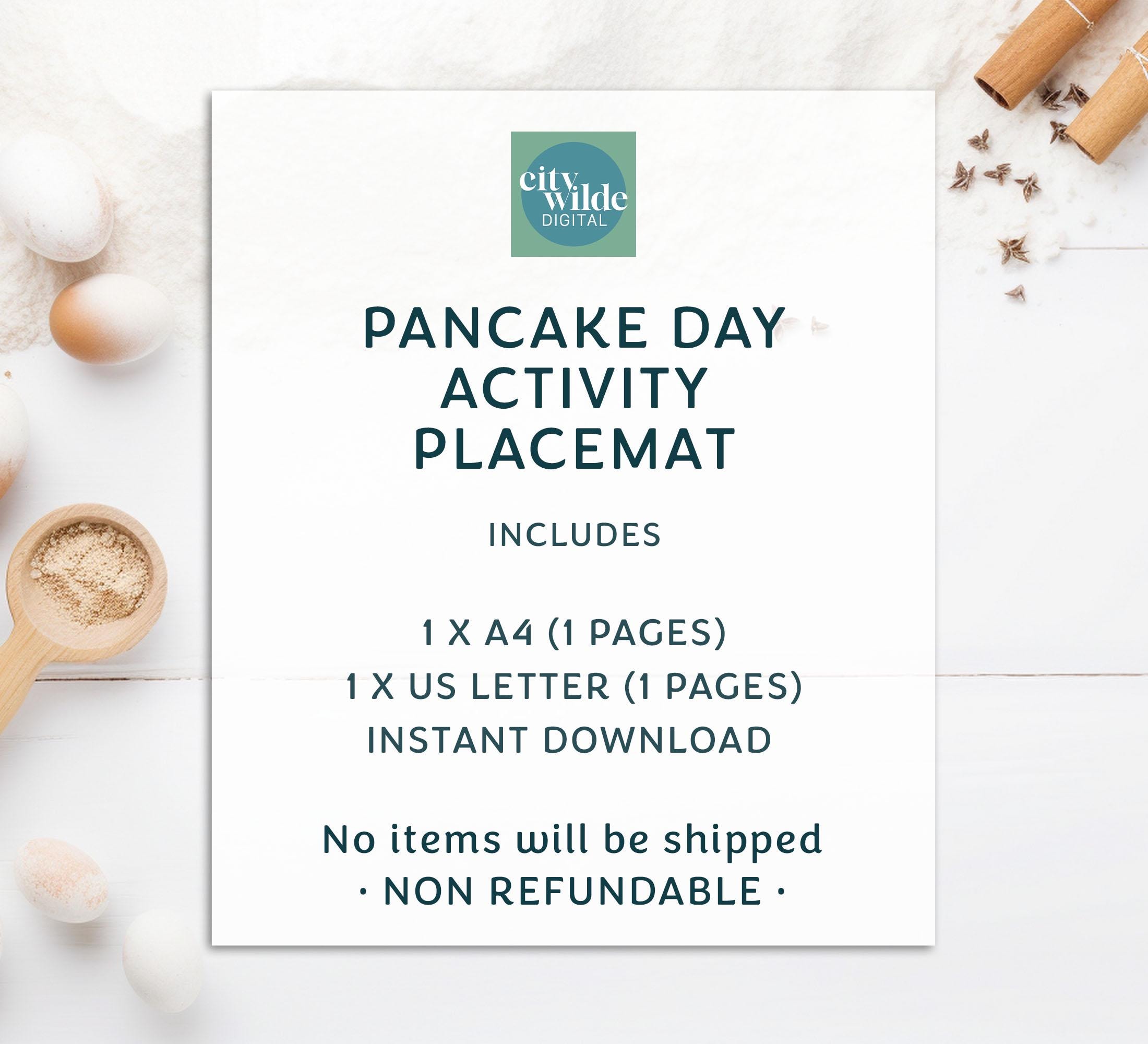 Pancake Day Activity Placemat, Pancake Coloring Activity Placemat ...