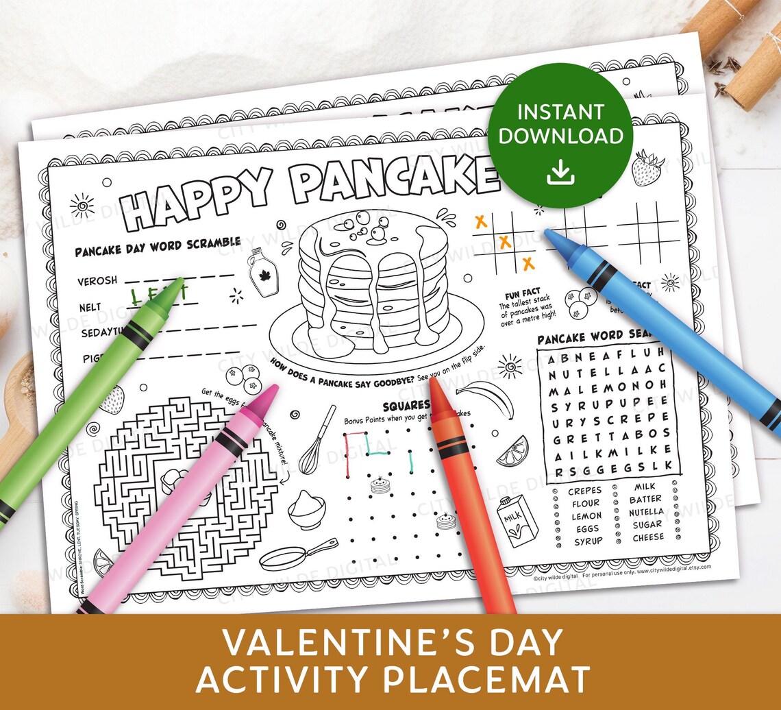 Pancake Day Activity Placemat, Pancake Coloring Activity Placemat ...