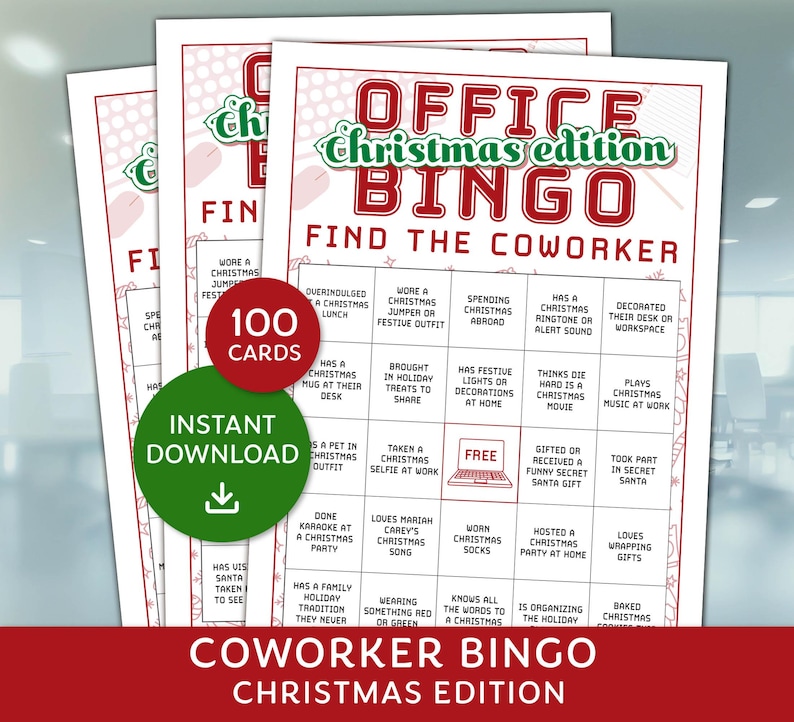 Christmas Coworker Bingo Printable, Office Bingo Christmas Edition ...