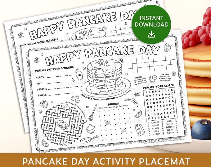 Pancake Day Activity Placemat, Pancake Coloring Activity Placemat ...