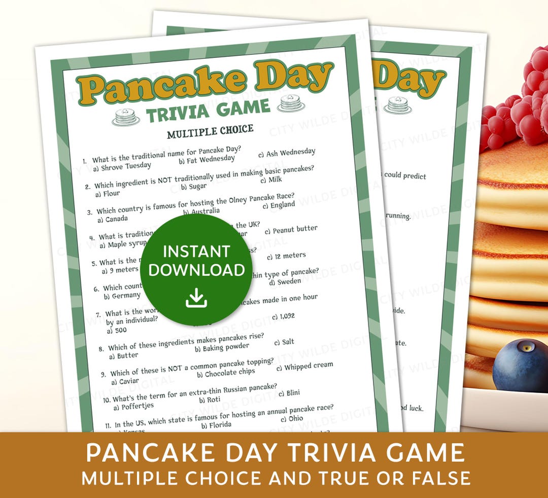 Pancake Day Trivia Game, Pancake Day Party Games, Shrove Tuesday Trivia ...