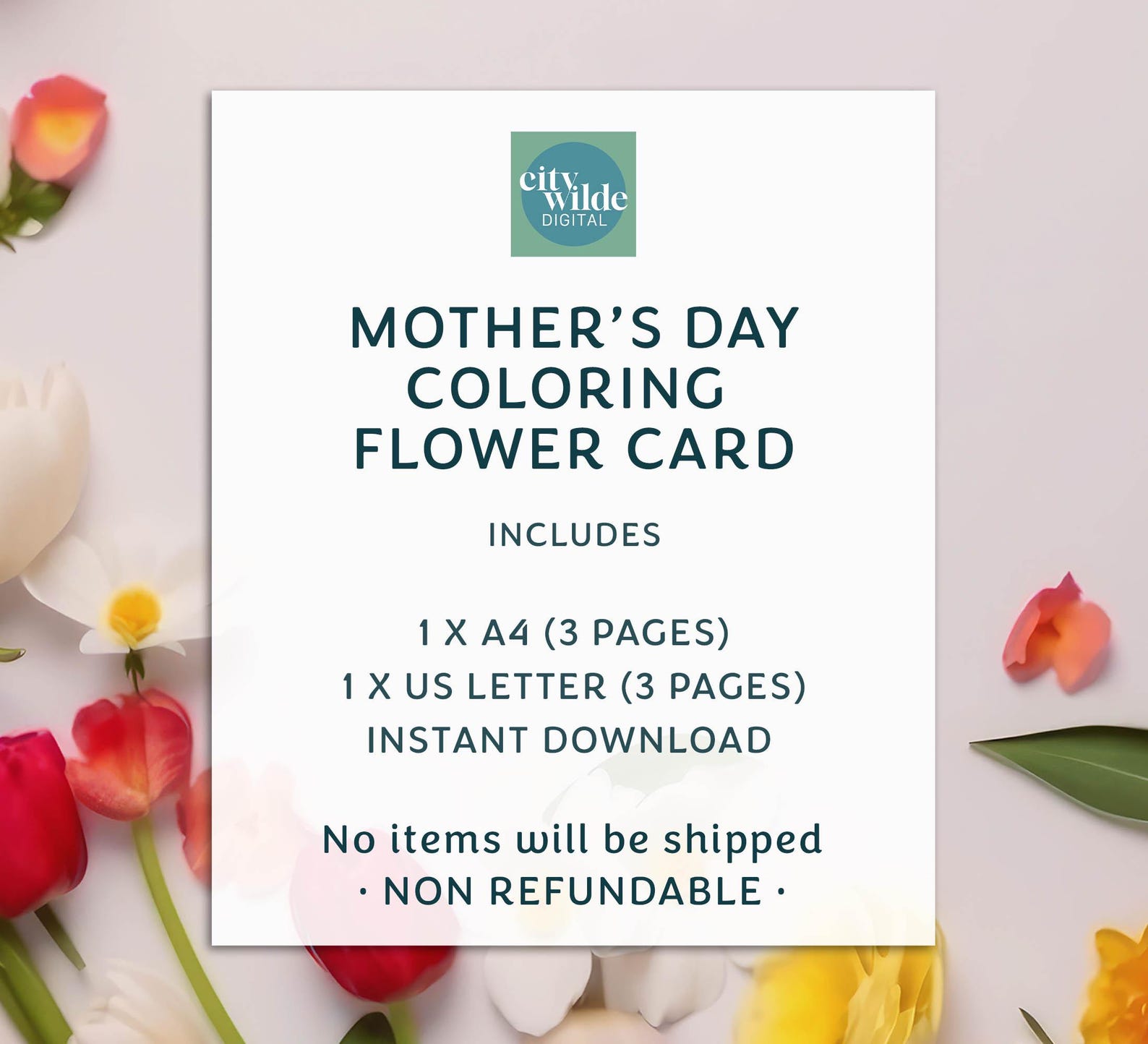 Mothers Day Flower Card, Flower Craft Card for Mom, Printable Mothers ...